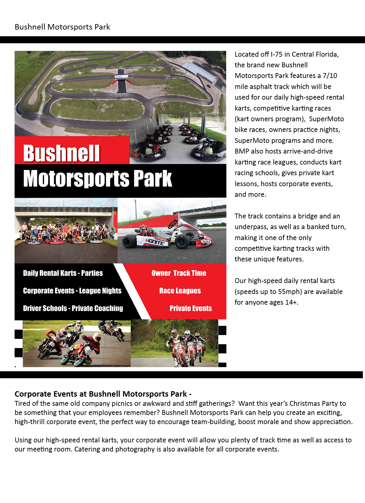 Bushnell Motorsports Park - Corporate Events
